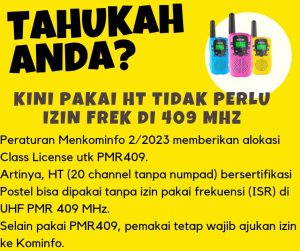 HT / Walkie Talkie PMR409 Boleh Tanpa Izin Pemakaian Frekuensi